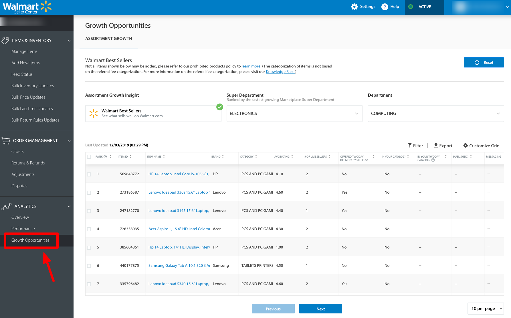 Walmart Best Seller Ranking