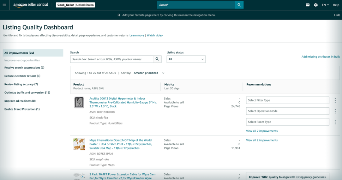New Amazon Metric for Identifying Listing Improvements